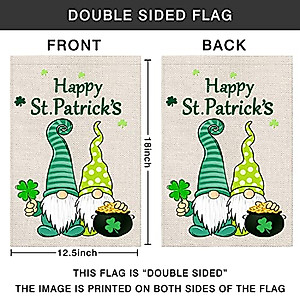 Mloabuc St. Patrick's Day Gnome Garden Flag Welcome Hat Lucky Yard Flag Farmhouse Double Sided Lattice Vertical Outdoor Decor 12 x 18 In