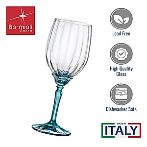 Bormioli Rocco Florian 18 oz. Red Wine, Gin & Tonic Glasses, Lucent Blue, Set of 4