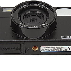 Vlogging Camera, Long Battery Life Selfie Dual Screen 4K Digital Camera Multifunction Cyclic Record 4X Zoom for Travel for Kids for Beginners for Outdoor (Black)