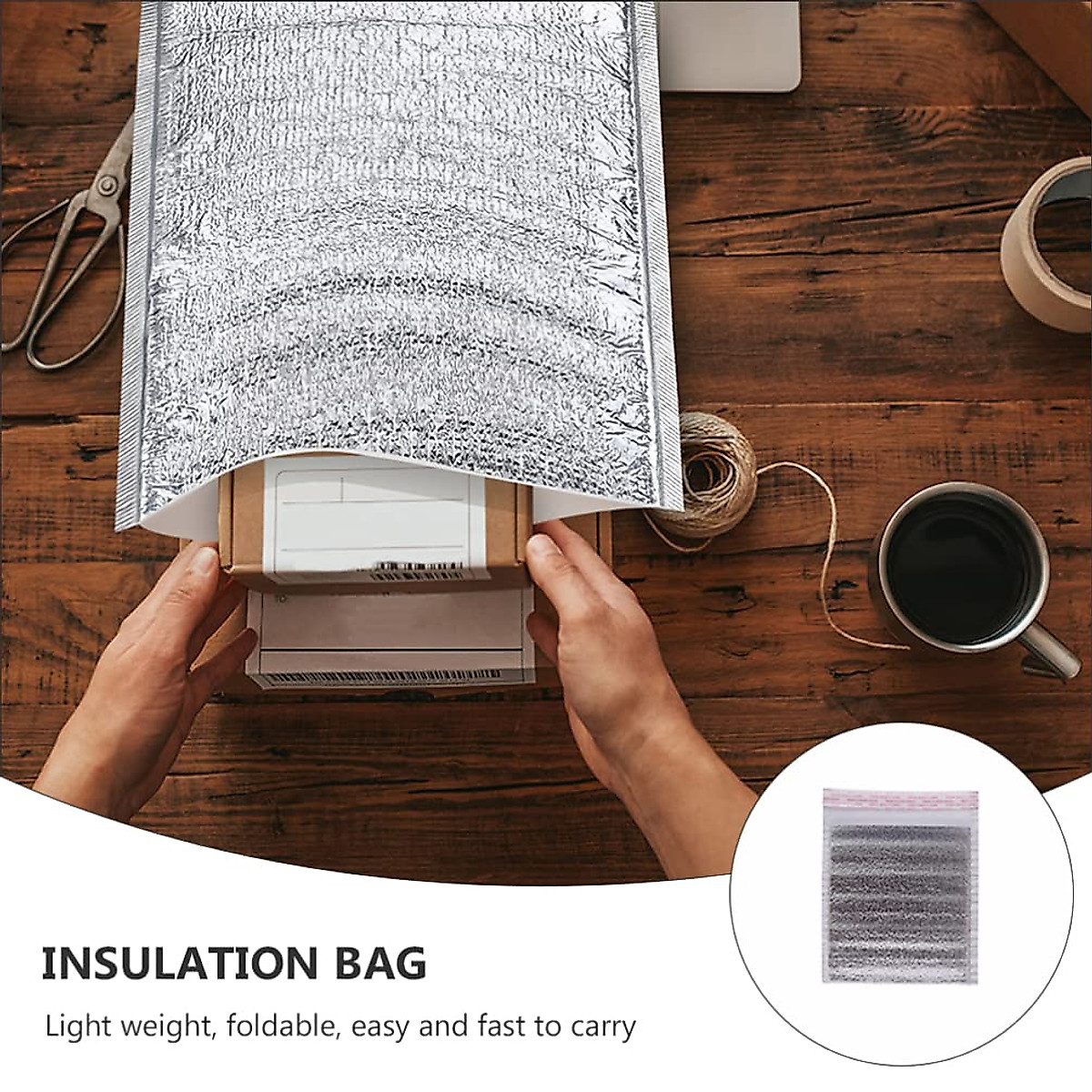 YARNOW 20Pcs Thermal Box Liners Metalized Reusable Insulation Bags Lunch Food Shopping Bag for Shipping Cold Hot Cooler Grocery Delivery, 23X20CM