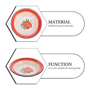 Hemoton 9 pcs Vintage Enamel Plate Fruit Plate Enamel Fruit Platter Vintage Salad Plate Enamel Washing Platter Vintage Enamelware Serving Platter Random Pattern