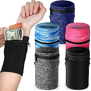 5 Pieces Wrist Wallet Running Wallet Wristband Wrist Wallets for Women Men Wrist Pouch Zipper Wrist Wallet for Running Walking Hiking Jogging Travel
