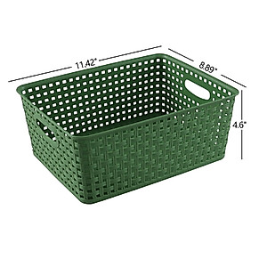 Taysisiter Plastic Weave Storage Basket, Plastic Storage Shelf Basket, 4 Packs