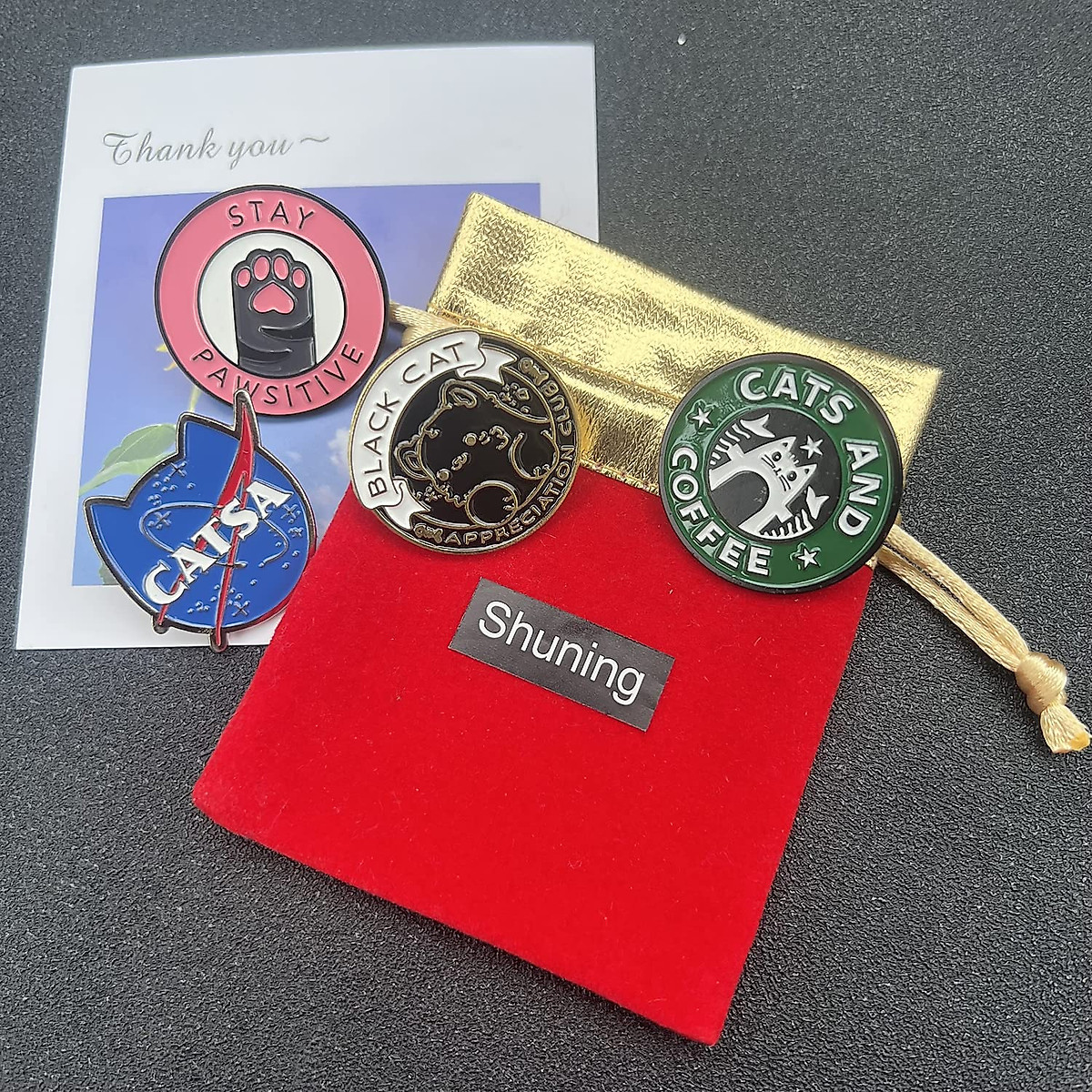 Cats Club Enamel Pin Cat Planet Coffee Paw Brooch Pins Badge Cute Kitten Brooches Lapel Pin Jeans Shirt Bag Jewelry with Gift Bag