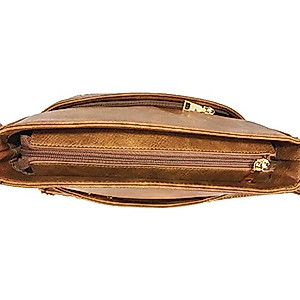 Zzfab Laser Cut Locking Small Concealed Carry Purse CCW Crossbody Bag with Credit Card Slots Brown