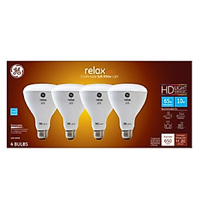 GE Relax LED Indoor Floodlight Bulbs, 10.5 Watt (65 Watt Equivalent) Soft White, Medium Base, Dimmable (4 Pack)