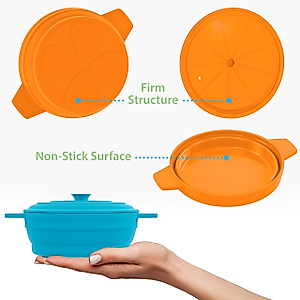 Bakerpan Silicone Microwave Egg Cooker, 4.75" x 1.75" Small Microwave Bowl with Lid, Mini Collapsible Silicone Egg Poacher, 1 1/2 Cup Capacity - Set of 4