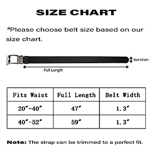 JUKMO Ratchet Belt for Men, Nylon Web Tactical Belt with Automatic Slide Buckle, Adjustable Trim to Fit (Black, For Waist 20"-40" (Length 47"))