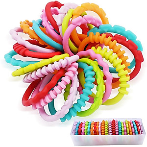 COLVWOFA 24 Pack Baby Rings Link Toys for Hanging Toys, Connecting Rings Toys for Infant Boy Girl, Early Learning Toys Car Seat and Stroller Travel Accessory Set with Storage Box