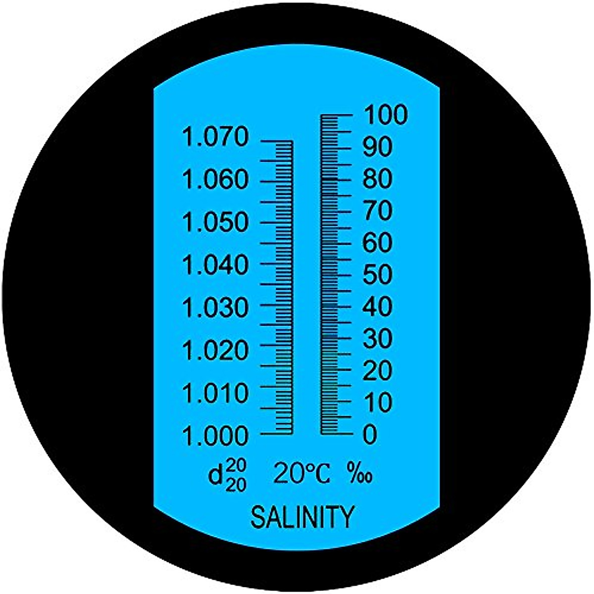 Professional Automatic Temperature Compensation Salinity Refractometer for Aquariums, Marine Monitoring, Saltwater Testing.Dual Sacle: 0-100ppt & 1.000-1.070 Specific Gravity