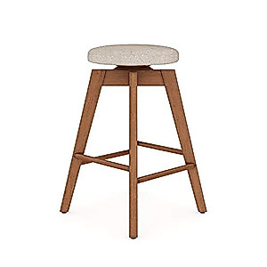 Amalia Backless Kitchen Counter Height Bar Stool, Solid Wood with 360 Swivel Seat Antique Coffee/Natural Wheat