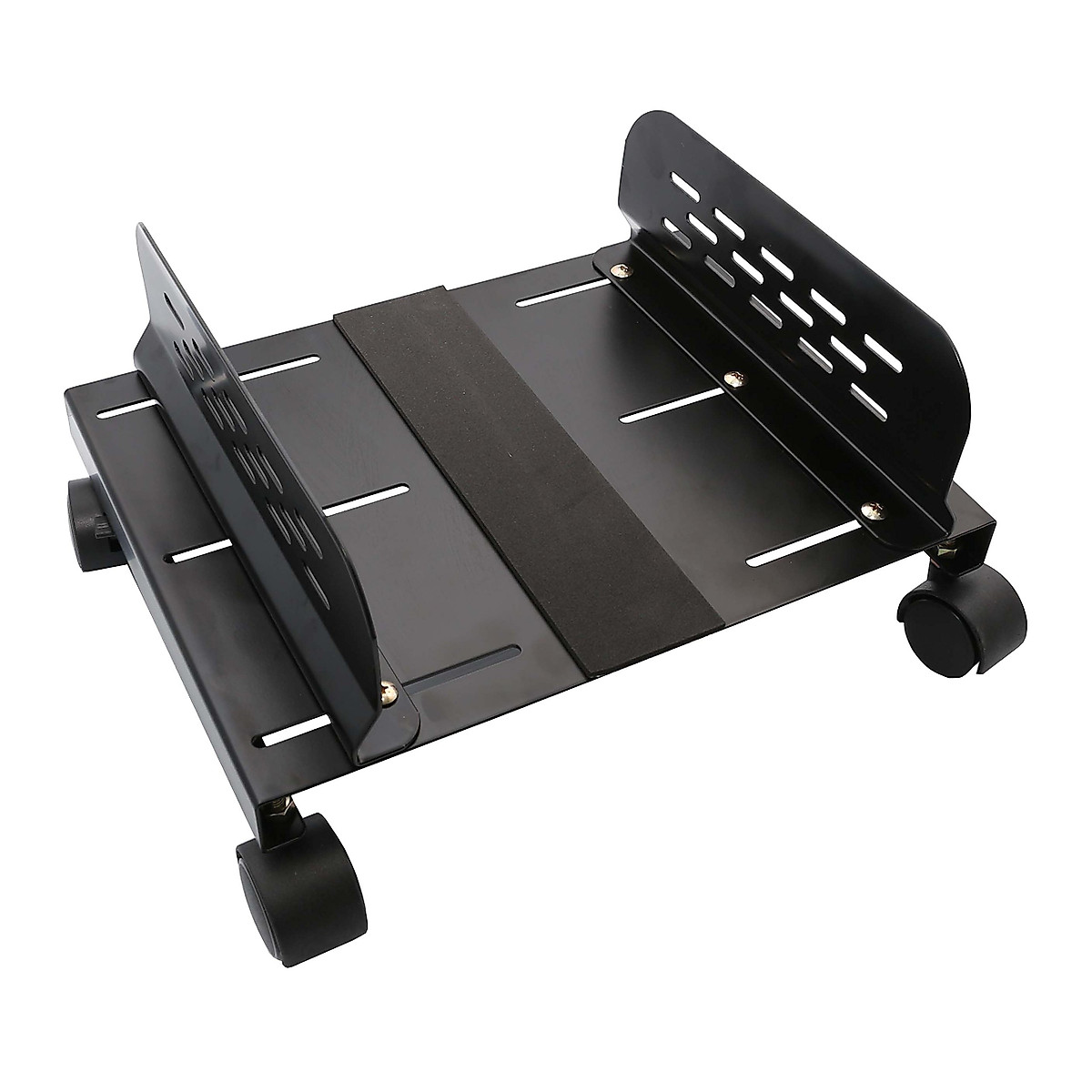 IO Crest Mobile Desktop Tower Computer Metal Floor Stand Rolling Caster Wheels with Tall Support Walls and Adjustable Width from 5" to 13"