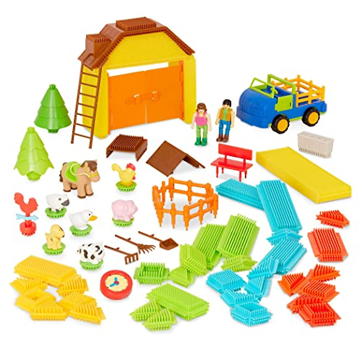 Battat- Bristle Blocks- STEM Interlocking Building Blocks- 67 pc Farm Playset- Developmental Toys for Toddlers & Kid- Barnyard Playset- 2 Years +