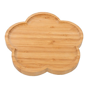 Hemoton Wood Serving Tray Flower Shaped Dessert Plate Food Tray Dinner Plate Serving Platter Appetizer Plates for Steak Fish Seafood Cooking Baking Yellow