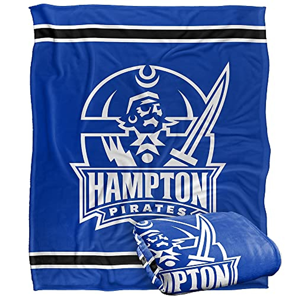 Hampton University Pirates Blanket, 36"x58" Primary Logo Stripes, Silky Touch Super Soft Throw