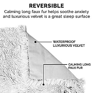 Furhaven Waterproof Throw Blanket for Dogs & Indoor Cats, Washable - Shaggy Plush Calming Long Faux Fur & Velvet Dog Blanket - Mist Gray, Extra Large/XL