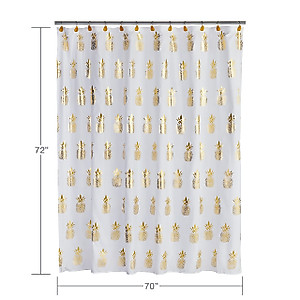 SKL Home by Saturday Knight Ltd. Gilded Pineapple Shower Curtain, White 72.00" x 70.00"