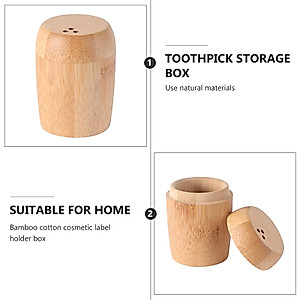 DOITOOL Bamboo Toothpick Dispenser Toothpick Boxes Decorative Toothpick Jar Fruit Picks Cotton Swabs Container for Home Restaurant Hotel Random