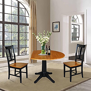 IC International Concepts 42" Round Top Pedestal 2 Chairs, Black/Cherry Dining Table, OneSize