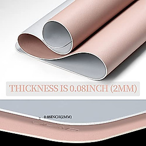 Yikda Dual-Sided Leather Mouse pad Desk mat, PU Leather Desk pad Large Mouse pad, Waterproof Desk Mat for Desktop （31"x15.7" Pink/Silver