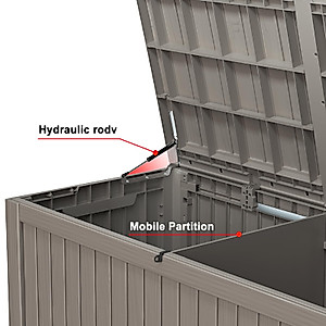 150 Gallon Waterproof Outdoor Resin Deck Box with Lockable Lid, Easy Assembly Features and Convenient Handles For Cushion, Pillows and other Patio Furniture (Grey)