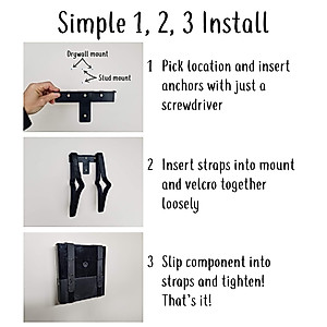 The All-in Wonder Mount by Mount Genie (1-Pack): The Easiest Wall Mount for All Components Routers Modems Xbox Playstation DVRs | One Size Fits All | Stronger for 2022 | Home and Business (Black)