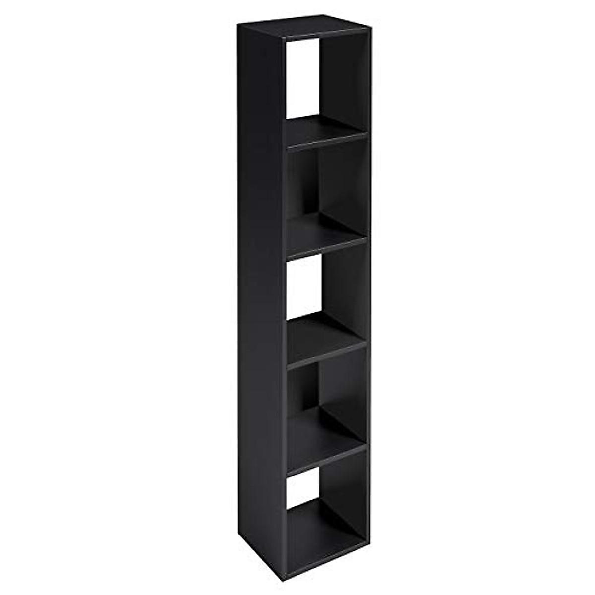 FALKK Furniture 5-Tier Shelf – Natural Wood Tall Bookshelf – Minimalist 5-Tier Bookshelf for Living Room, Office, Bedroom – Eco-Friendly Reforestation Wood Bookshelf (Black)