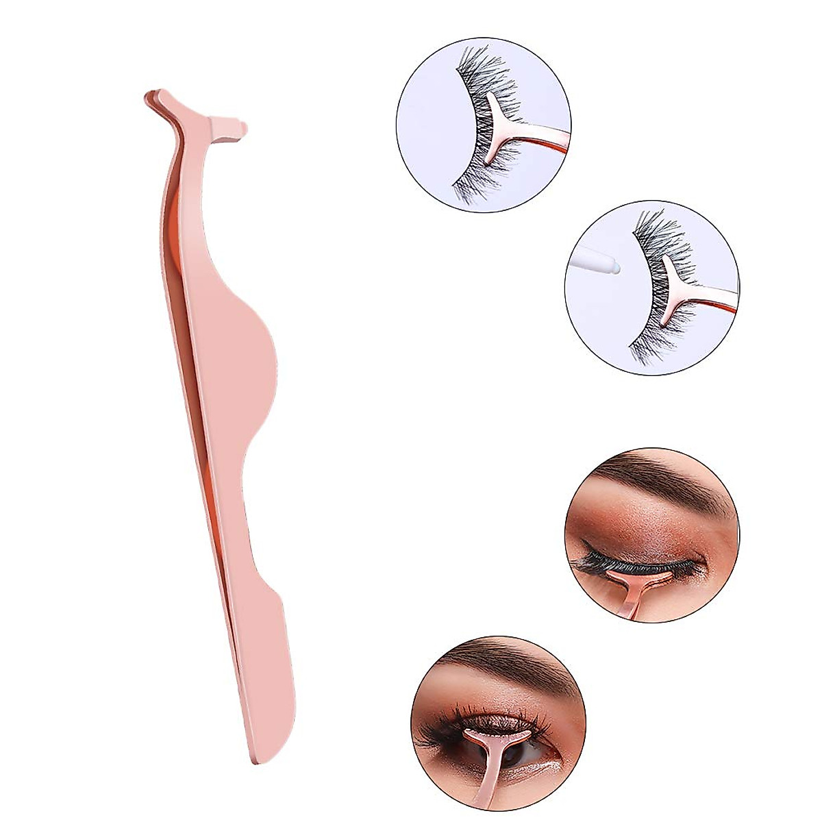 Meetory Eyelashes Accessories Tools - Eyelash Curlers, Fake Eyelashes Applicator Tool & Eyebrow/Fake Eyelashes Scissors(Rose Golden)