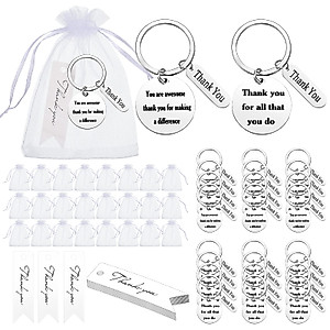 Yinkin 72 Pcs Employee Appreciation Gift Bulk for Employee Thank You Gifts Keychains with Bags for Teacher Graduation(Silver)
