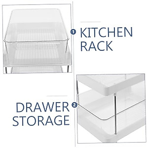 Garneck Sliding Rack Double-layer Storage Rack 2 Tier Bathroom Organizer Storage Stand Toiletries Organizer for Bathroom Shelves for Cabinets Desktop Storage Drawers Transparent The Pet