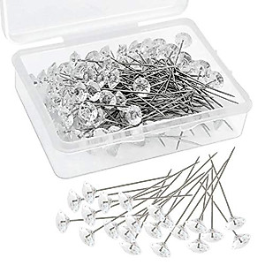 300 pcs Flower Pins Corsages Pins Head Pins Wedding Bouquet Pins Crystal Pins Floral Bouquet Pins Clear Tongcloud (Transparent, 2'')