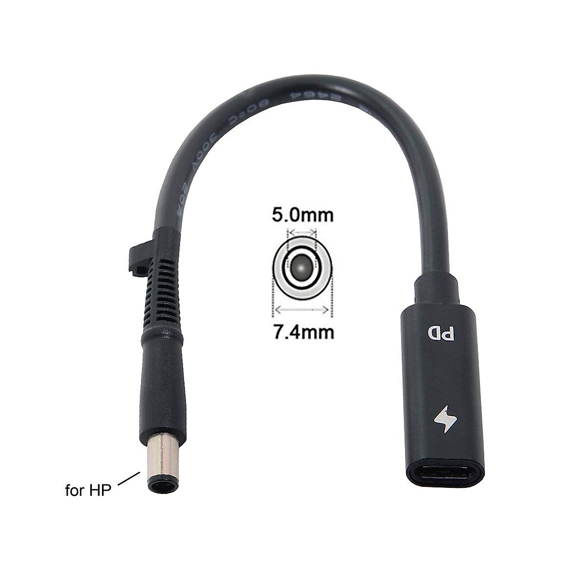 JSER Type C USB-C Female Input to DC Power PD Charge Cable fit for Laptop 18-20V (7.4x5.0mm)…