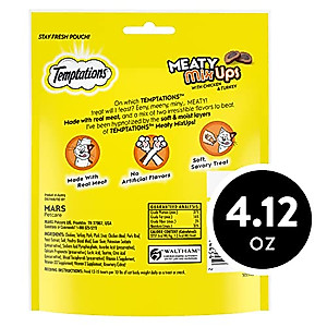 TEMPTATIONS Meaty MixUps with Chicken & Turkey Savory Cat Treats, 4.12 oz. Pouch