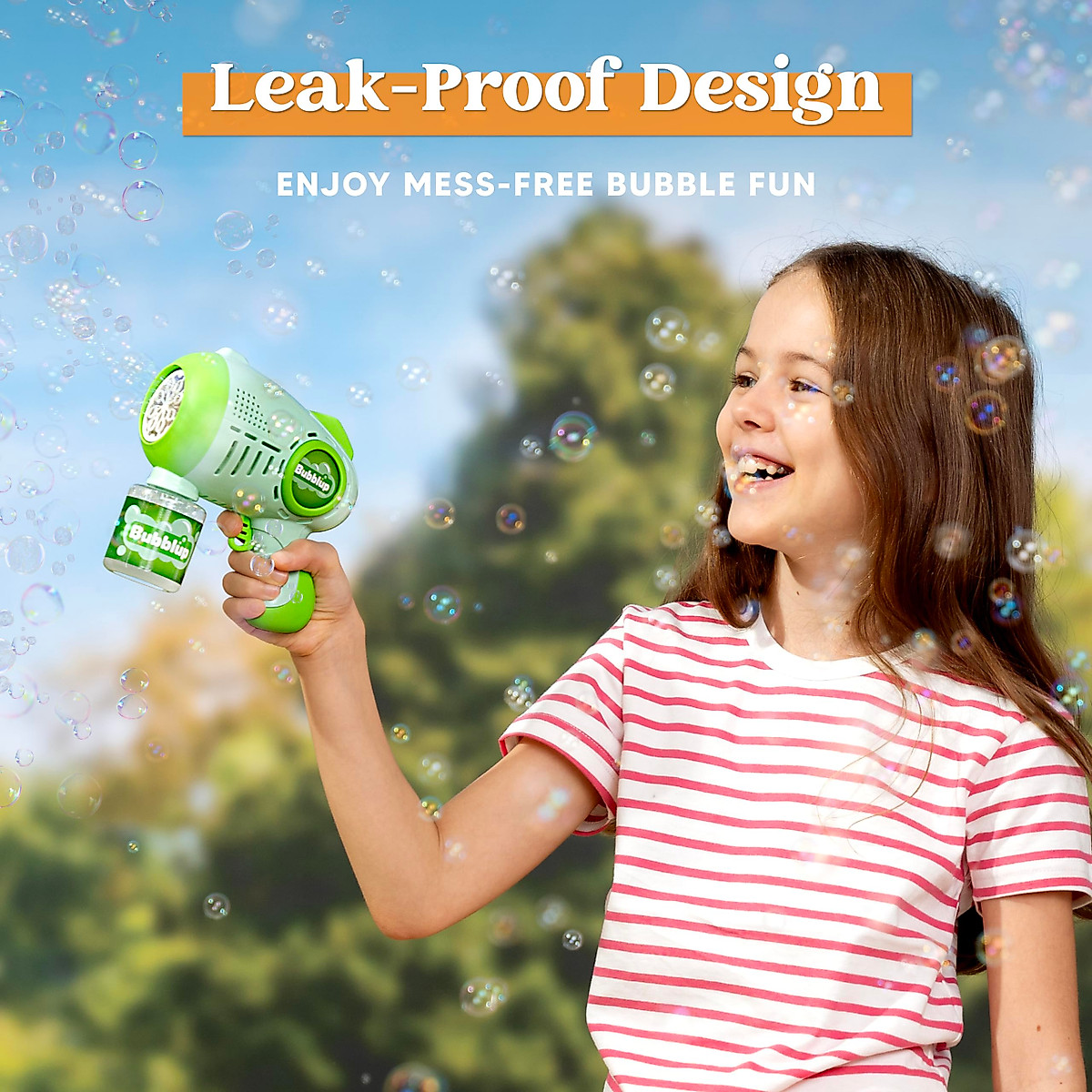 JOYIN 2 Packs Bubble Guns with 4 Bottles Bubble Solution, 10 Holes Light Up Automatic Bubble Machine Gun for Kids, Adults, Summer Toys, Easter Basket Stuffers, Birthday Gift, Bubbles Party Favors