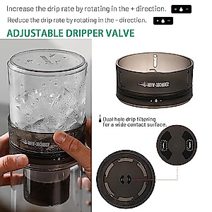 MHW-3BOMBER Cold Drip Coffee Maker Iced Brew Dripper Coffee Maker With Adjustable Water Flow Dutch Coffee,Borosilicate Glass 600ML 2-4Cup ID5900