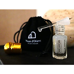 Maison d'Orient Vanilla Musk Perfume Oil in Arabian Bottle with Applicator and Pouch for Weddings, Parties, and Baby Showers