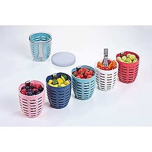MEPAL, Fruit and Veggie Snack Pot with Airtight Lid, Colander and Fork, Portable, BPA Free, Nordic White, Holds 600ml|20oz, 1 Count