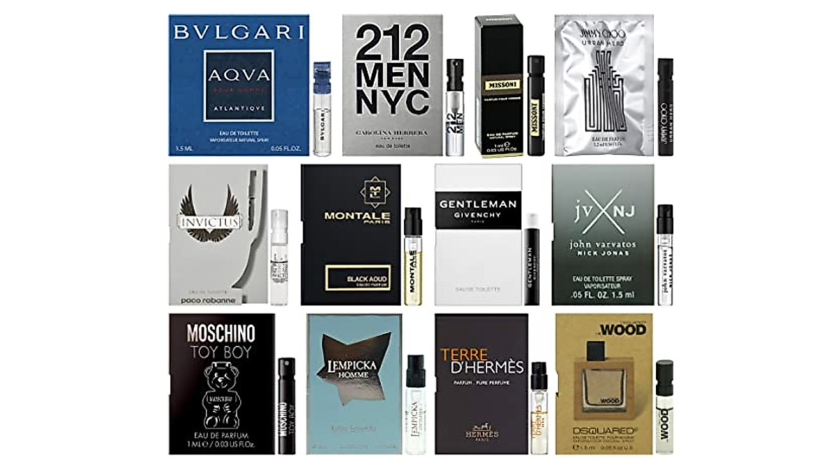 Cologne Sampler for Men - 12 Luxury Fragrance Vials for Travel & Gifting