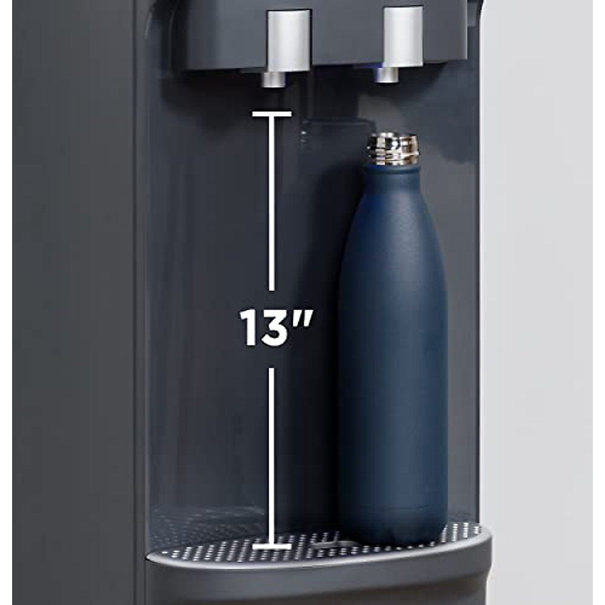GE Top-Loading Hot and Cold Water Dispenser | 5 Gallon Water Cooler for Home or Office | 2 Temperature Settings | Taller 13" Dispenser Height | Freestanding with LED Night Light| Charcoal