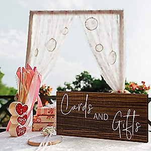 Jetec 2 Pieces Wooden Guest Book Sign Cards and Gifts Wedding Sign Rustic Farmhouse Hanging for Wedding Cabin Beach Rental House Home Decor (Brown)