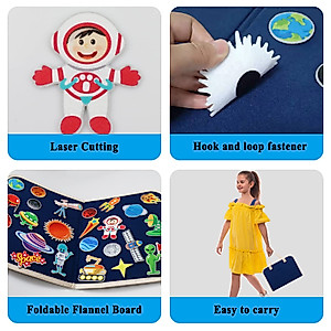 Craftstory Kids Solar System Toys Travel Felt-Board for Toddler, 25 Pieces Planets Space Flannel Board Story Set for Preschool Early Learning Storytelling Activity Interactive Play Gifts for Ages 3+