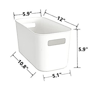 Yopay 4 Pack Plastic Storage Bin with Handle, White Bathroom Kitchen Organizer Bin for Organizing Hand Soaps, Body Wash, Shampoos, Lotion, Conditioners, Hand Towels, Cosmetic, Snacks, Seasoning