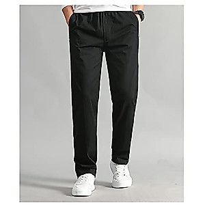 WZIKAI Mens Cargo Pants,Elastic Waist Sweatpants for Men Casual Long Trousers Light Jogger Pants Black XL
