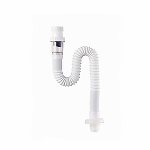 Leirsdam 1-1/4" Expandable Flexible Universal Drain, Odor Resistant Universal Washbasin S Tube Sink Drain Tube P Trap Tube, White