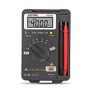 Digital Multimeter, Auto Ranging Pocket Digital Multimeter Digital Multi Tester - AC DC Voltage DC Current Resistance Diodes Capacitance Transistor Measuring Instrument (VC921)