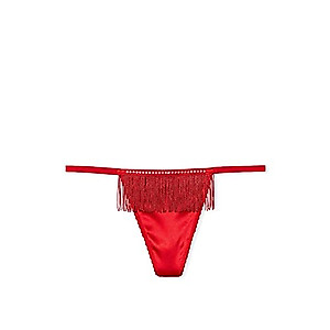 Victoria's Secret Very Sexy Fringe V-String Rhinestone Panty Color Red New (Medium)