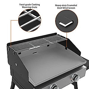 MixRBBQ Griddle Wind Guard and Warming Rack Set for Blackstone 22 Inch Griddle, Outdoor BBQ Cooking Grill Accessories Wind Screen & Cooking Grid