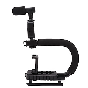 Handheld Camera Stabilizer, Blur Prevention 1/4 Inch Thread Upholstered Handle Hot Shoe Interface U-Shaped Camera Stabilizer for Outdoor Shooting