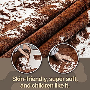 Soft Medium Faux Cowhide Rug (4.3ft x 5.6ft) - Cruelty-Free Animal Hide Carpet - Non-Slip Rug, Cow Print Decor - Farmhouse, Western Floor Rugs for Living Room, Bedroom, Dining Area or Office