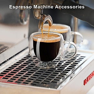 PARACITY Espresso Cups Set of 2, Double Walled Espresso Shot Glass with Handle, 2.5 OZ High Borosilicate Expresso Shots Cup, Espresso Accessories